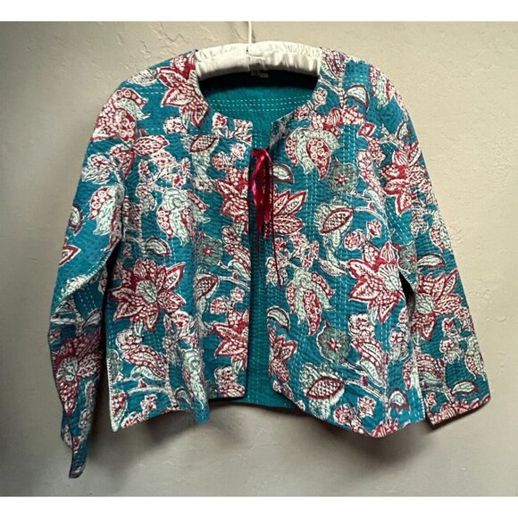Anokhi | Jackets & Coats | Anokhi Womens Large Turquoise Floral ...